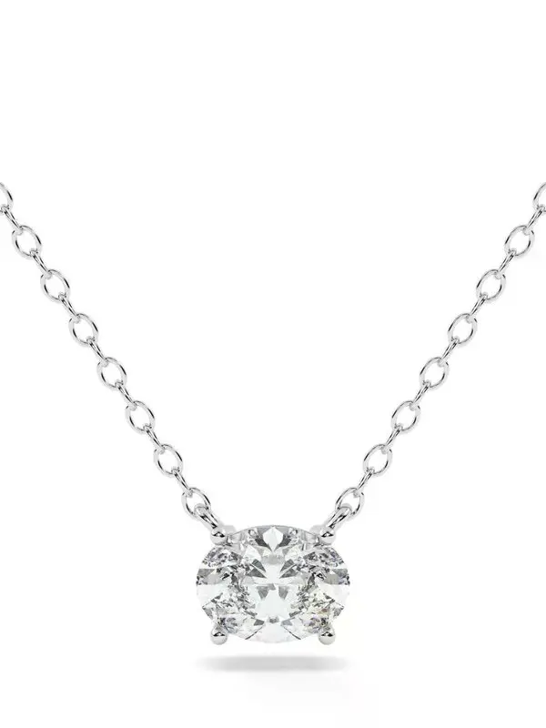 DIAMOND ESSENTIALS Oval Diamond Necklace In White Gold - Silver