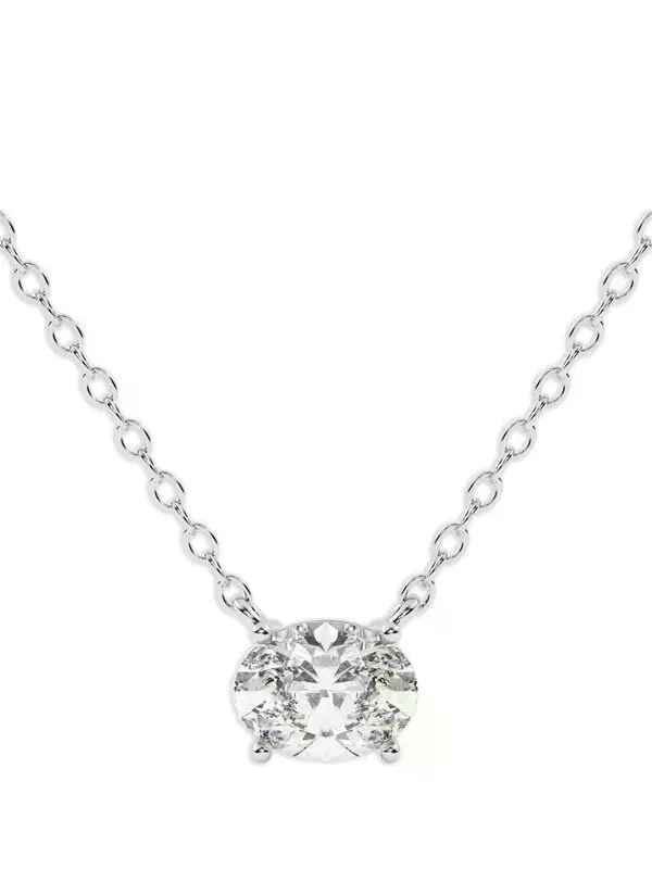 Diamond Essentials Oval Diamond Necklace In White Gold - Silver