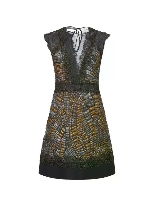 Moschino Lace-trim Metallic-effect Mini Dress - Black