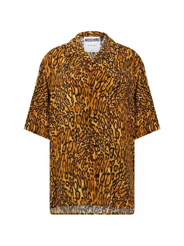 Moschino Leopard-print Short-sleeve Shirt - Brown