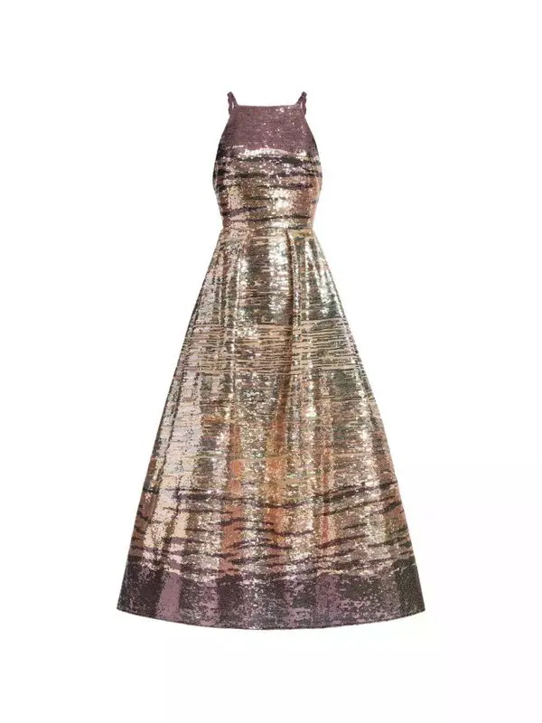 Elie Saab Sequin-embroidered Sleeveless Maxi Dress - Gold
