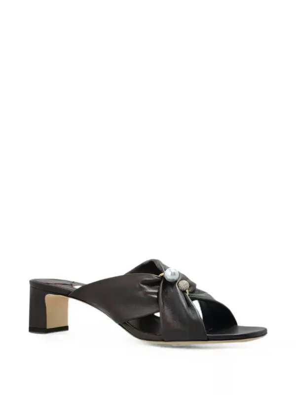 JIMMY CHOO Pearl Embellished Leather Sandals