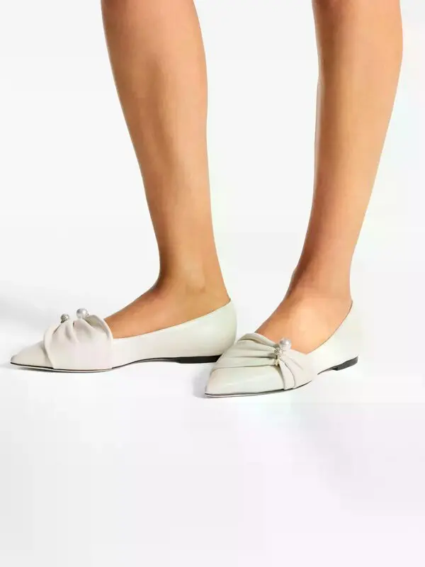 JIMMY CHOO Raffi Pearl-embellished Ballet Flats