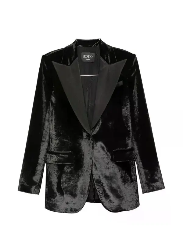 DONDUP Crushed-velvet Peaked-lapels Blazer - Black