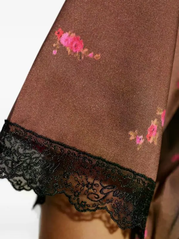 GANNI Floral-print Lace-trim Shirt