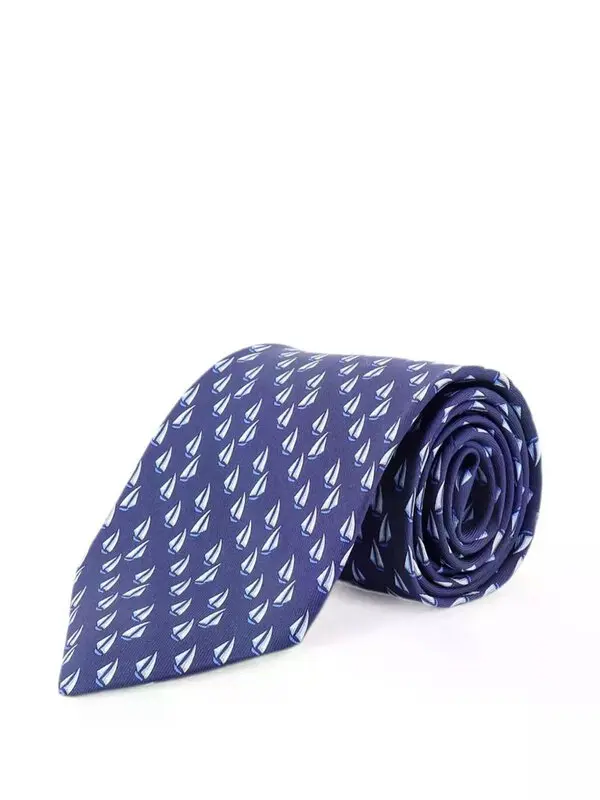 FERRAGAMO Sailboat-print Silk Tie