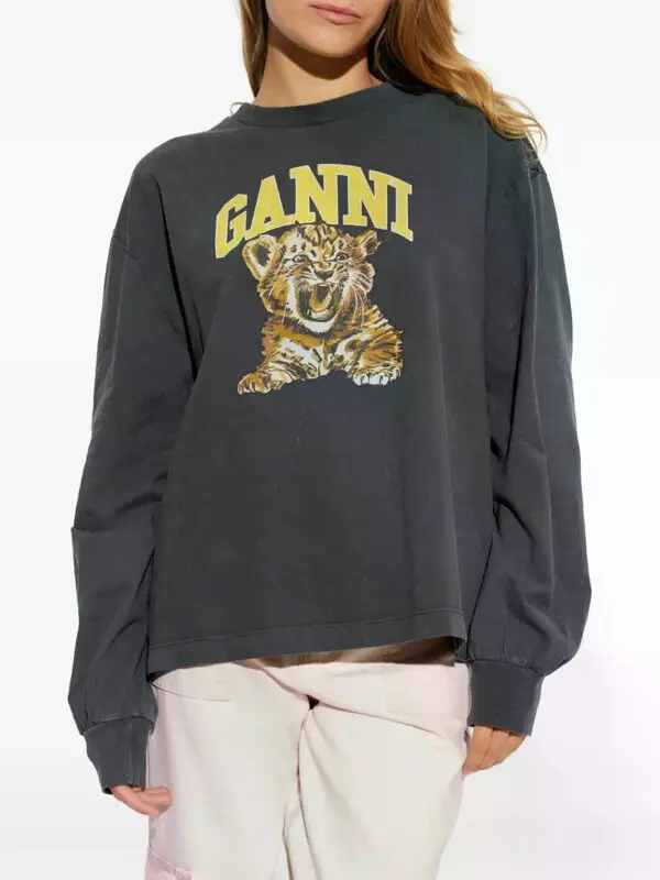 GANNI Graphic-print Logo-print T-shirt