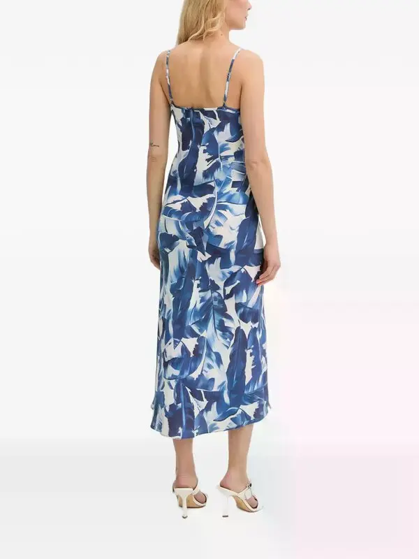 Guess Leaf-print Cowl-neck Midi Dress
