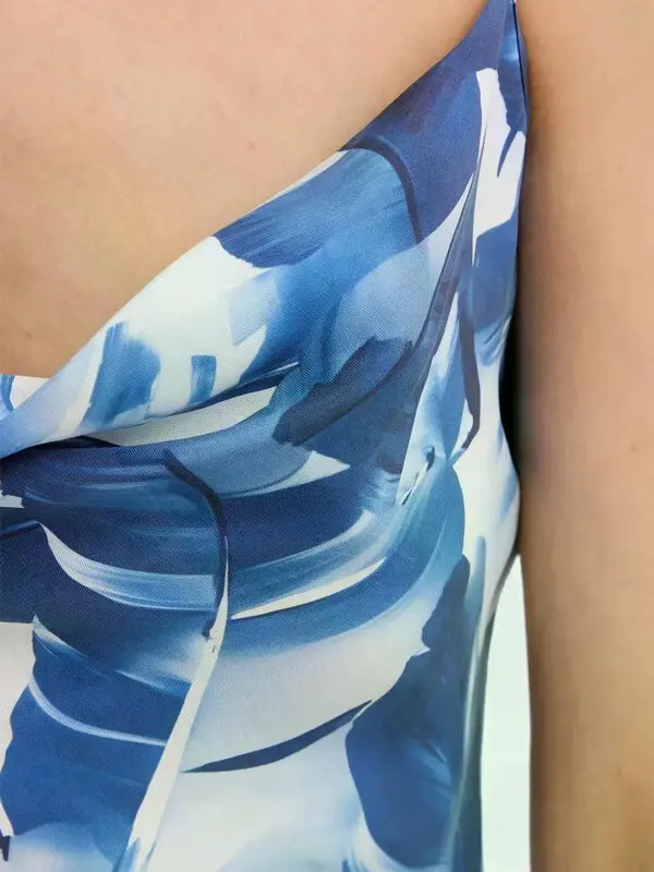 Guess Leaf-print Cowl-neck Midi Dress