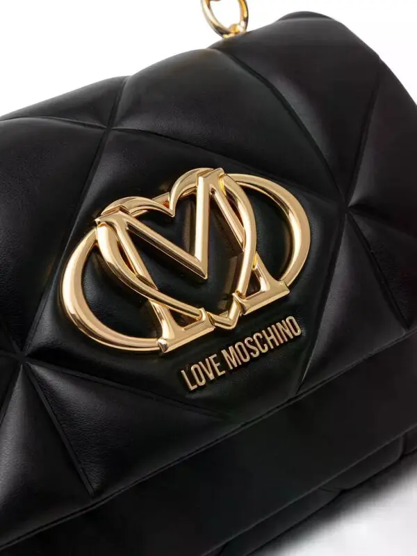 Moschino Quilted Shoulder Bag With Logo Plaque