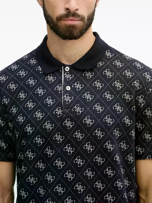 Guess 4g Monogram-print Short-sleeve Polo Shirt
