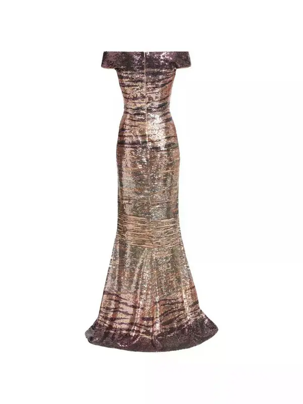 Elie Saab Sequin-embroidered Off-shoulder Maxi Dress