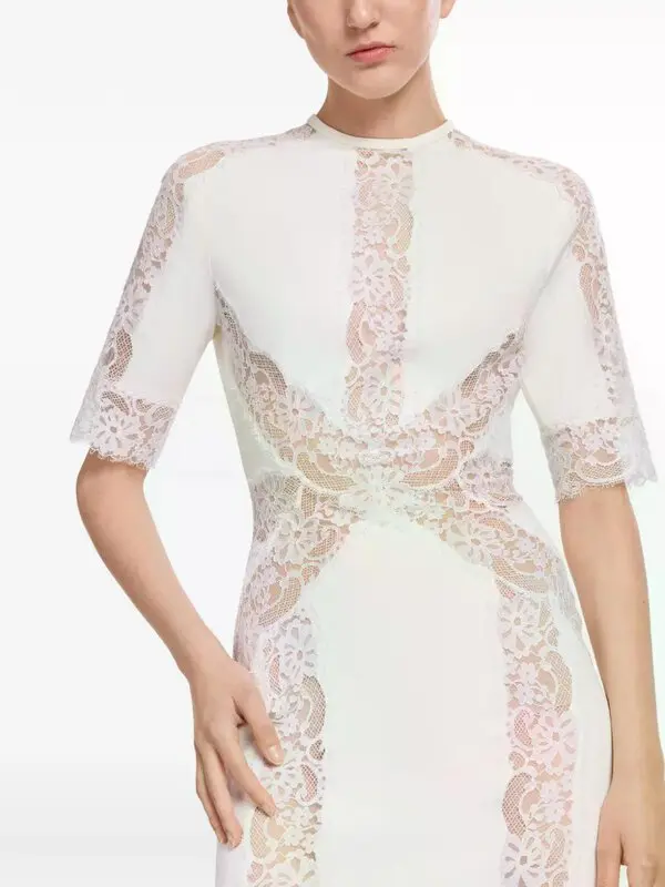 Elie Saab Lace Panelled Midi Dress