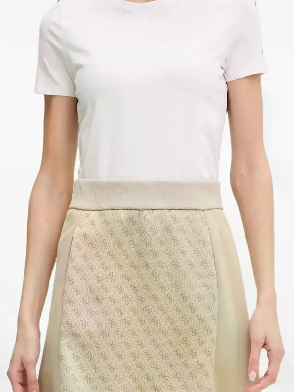 Guess Monogram-print Panelled Mini Skirt - Neutrals