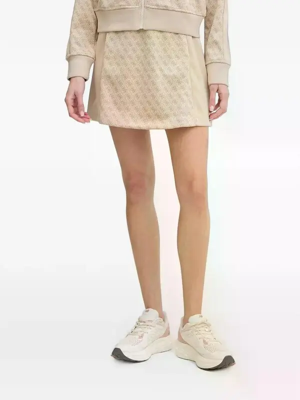 Guess Monogram Print Panelled Mini Skirt