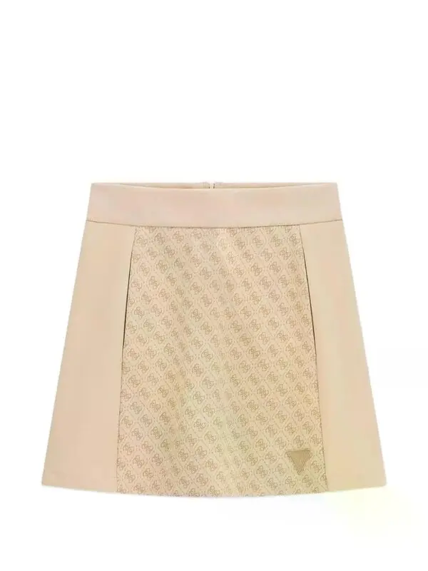 Guess Monogram Print Panelled Mini Skirt - Neutrals
