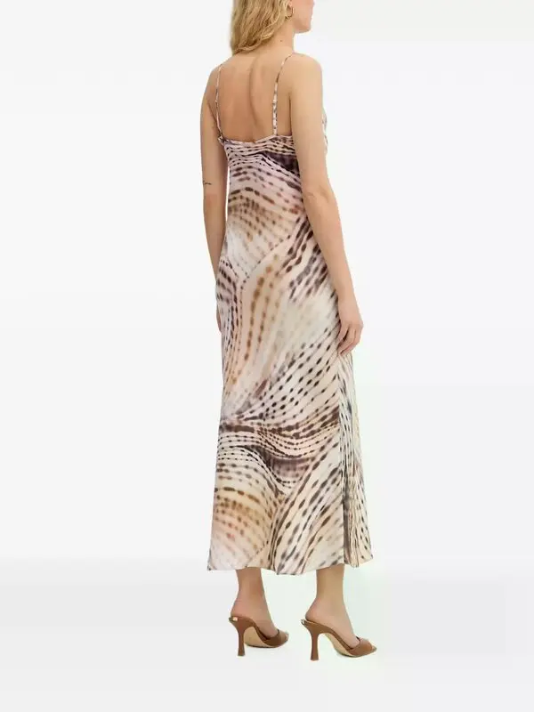 Guess Abstract Print Cowl Neck Midi Dress