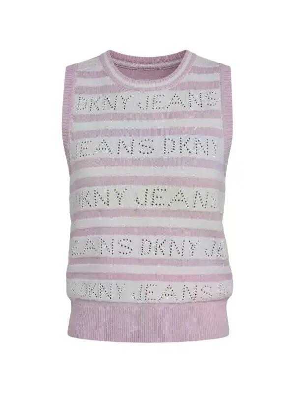 Dkny Striped Pointelle-knit Top
