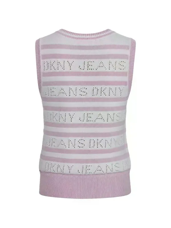 Dkny Striped Pointelle-knit Top