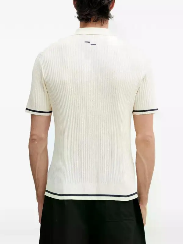 Filling Pieces Ribbed-knit Embroidered-logo Polo Shirt