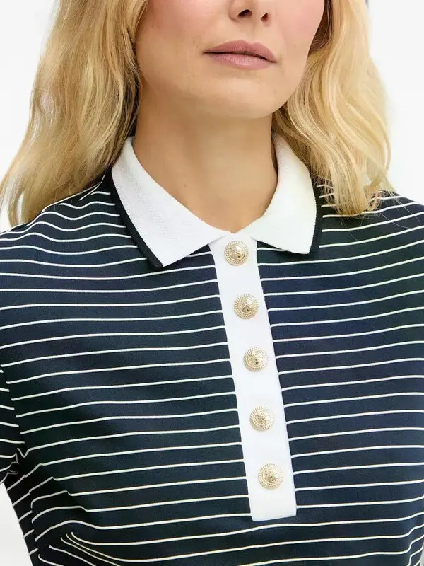 Guess Horizontal-stripe Polo-collar Mini Dress