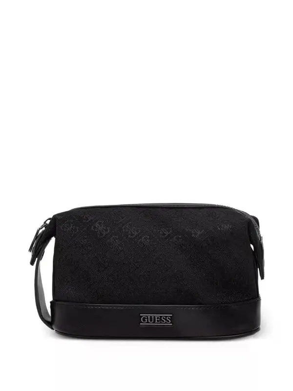 Guess Boston Monogram Print Wash Bag - Black