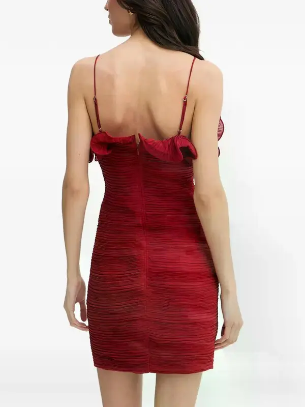 Guess Kennith Ruched Mini Dress With Ruffled Trim - Red