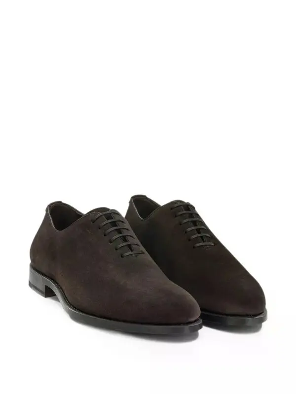 FERRAGAMO Suede Almond-toe Lace-up Shoes