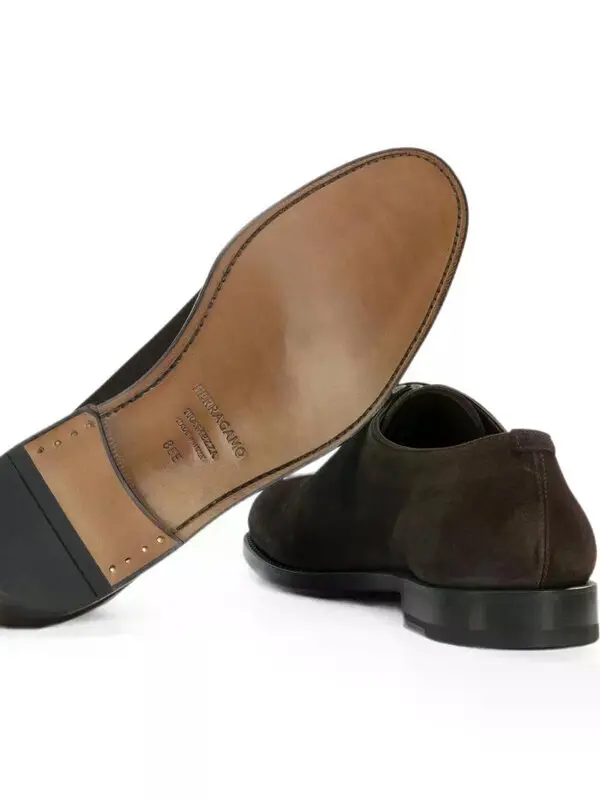 FERRAGAMO Suede Almond-toe Lace-up Shoes