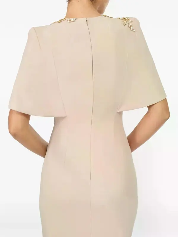 Jenny Packham Juniper Crystal-embellished Cape-sleeve Dress