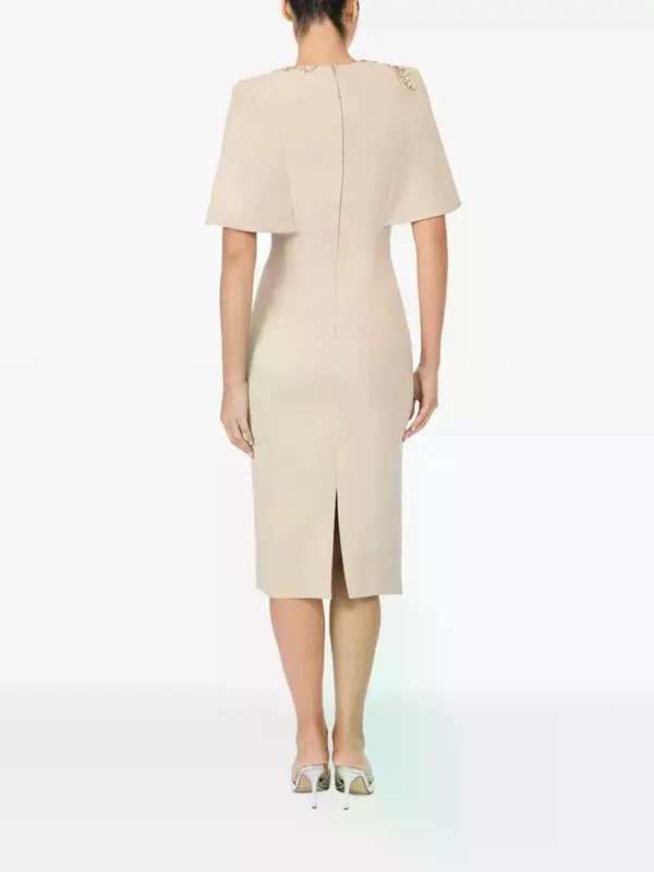 Jenny Packham Juniper Crystal-embellished Cape-sleeve Dress - Neutrals