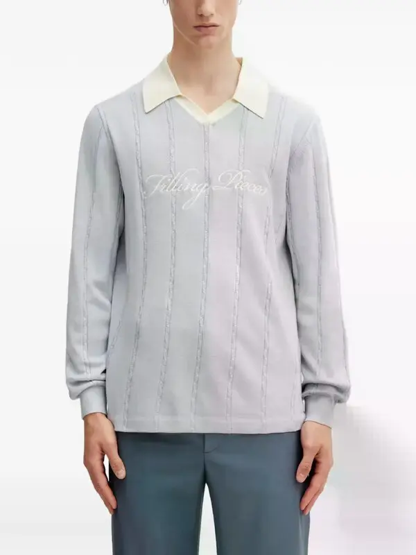 Filling Pieces Cable-knit Embroidered Sweateshirt - Blue