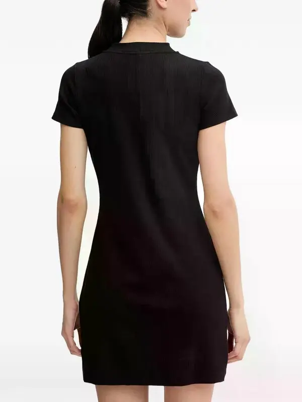 Guess Mini Lavinia Logo-embroidered Ribbed-knit Dress - Black