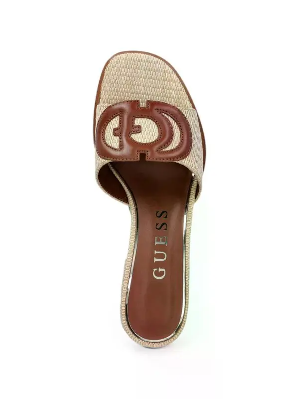 Guess Cerinna Logo-plaque Woven Block Heel Sandals