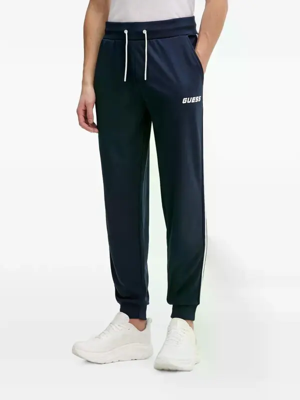 Guess Lansa Side-stripe Logo-print Track Pants - Blue