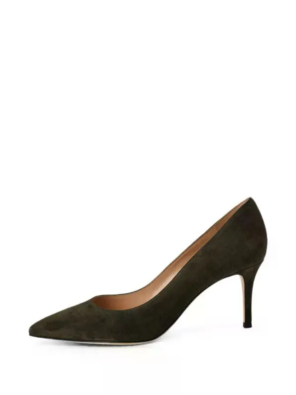 GIANVITO ROSSI Suede Pointed-toe Pumps - Green