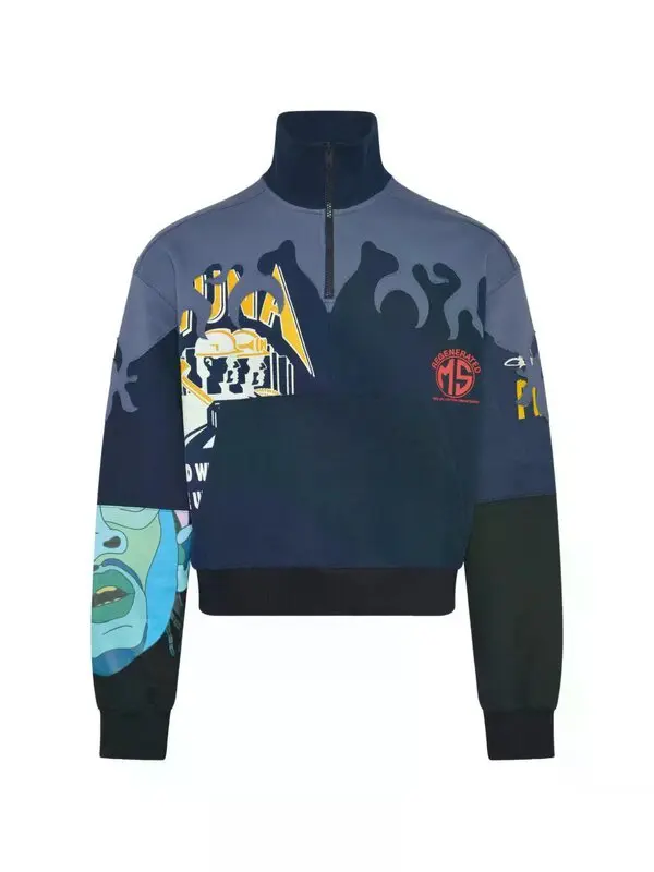 MARINE SERRE Patchwork Jersey Sweater With Graphic Print