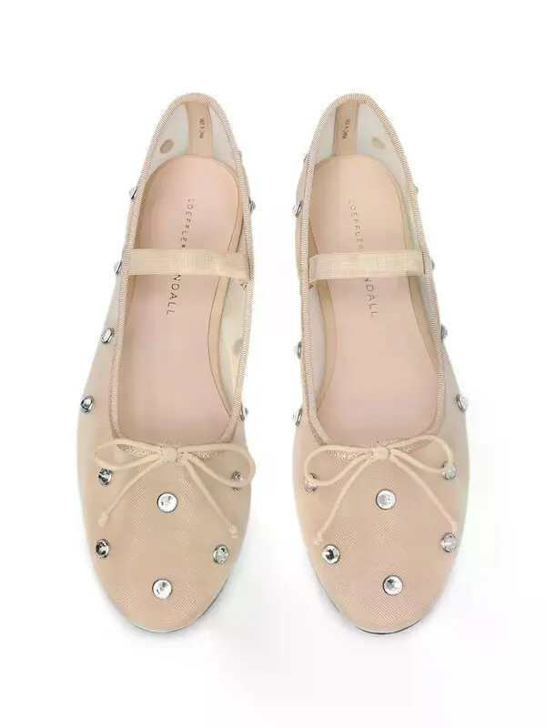 LOEFFLER RANDALL Leonie Crystal-embellished Ballet Flats - Neutrals