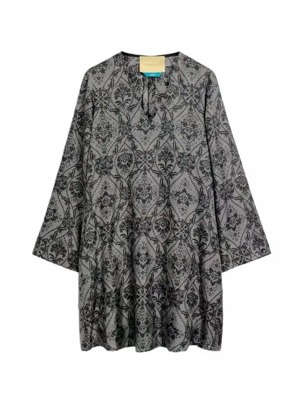 Momoni Naela Printed Silk Mini Dress - Grey