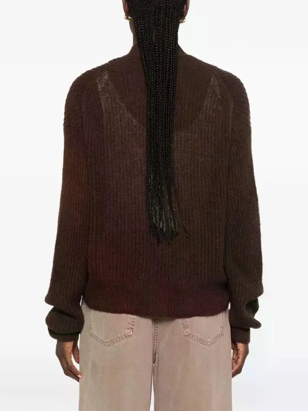 Closed Ribbed Knit V-neck Cardigan