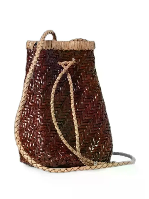 VIPERA Frida Frame Woven Leather Bucket Bag