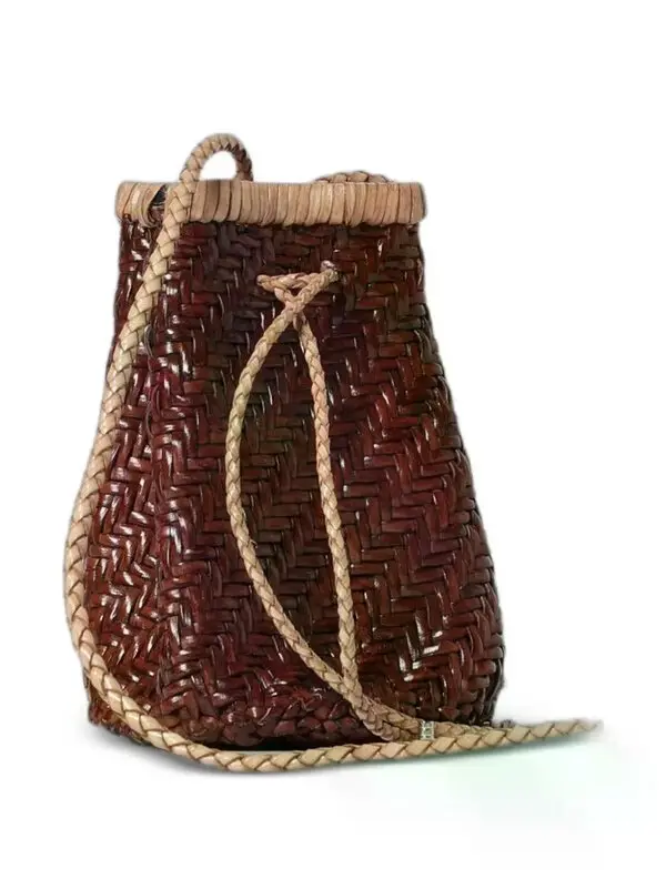 VIPERA Frida Frame Woven Leather Bucket Bag