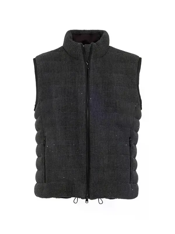 Brunello Cucinelli Quilted Ribbed-knit Gilet - Grey