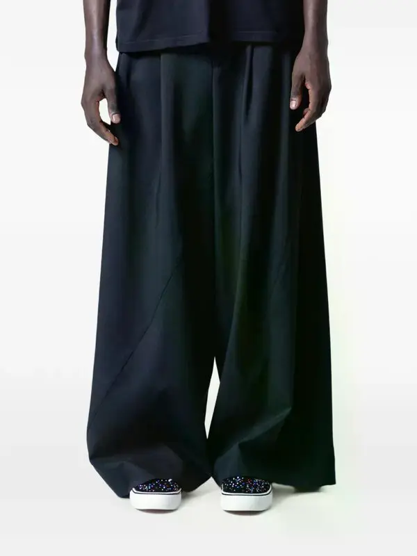 YOSHIOKUBO Twist Pleated Wide-leg Trousers