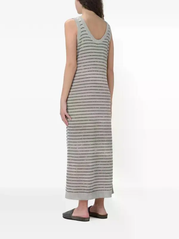 Brunello Cucinelli Midi Striped Sequin-embellished Dress
