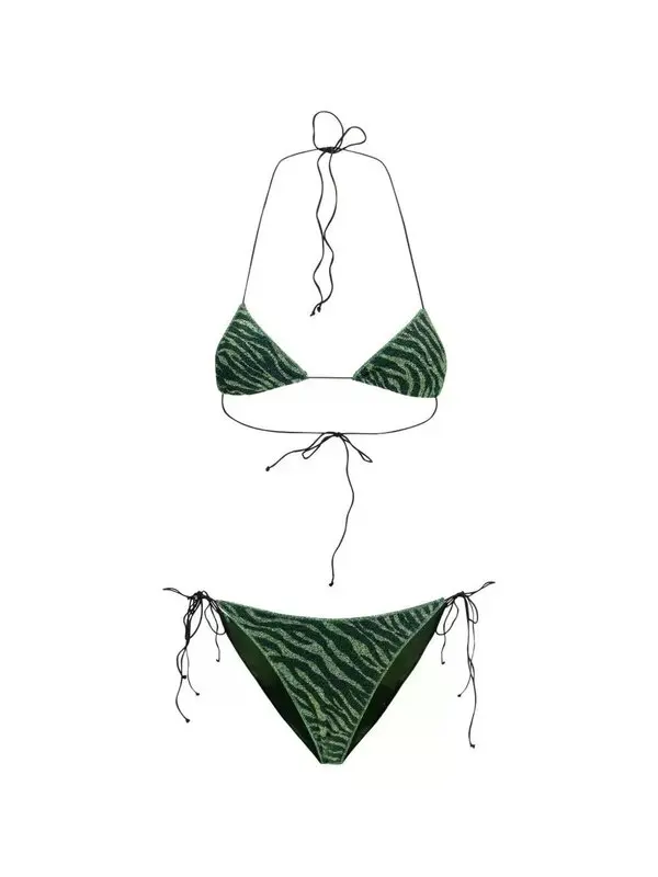 Oseree Zebra-pattern Bikini - Green