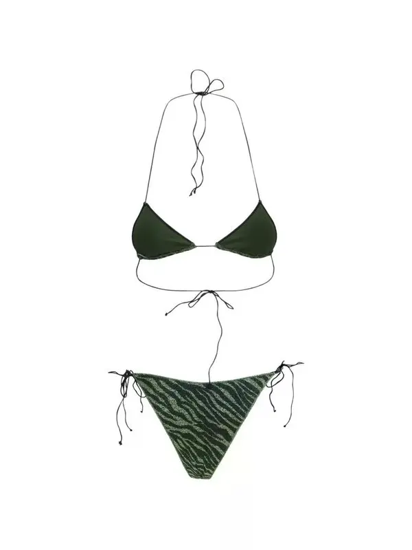 Oseree Zebra-pattern Bikini - Green