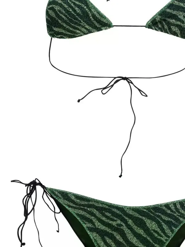 Oseree Zebra-pattern Bikini - Green