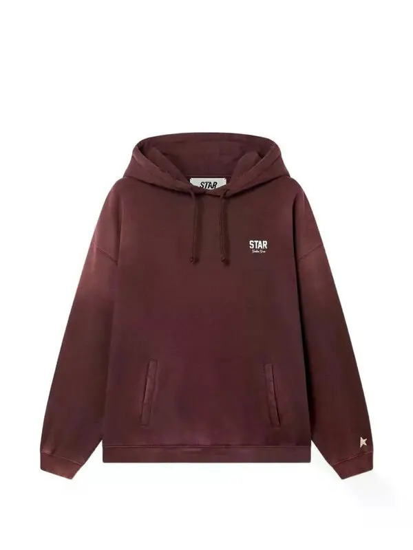 GOLDEN GOOSE Distressed Logo Hoodie - Brown