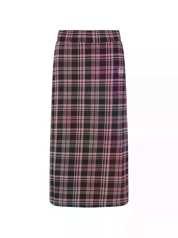 EA7 Tartan-print Midi Skirt - Black
